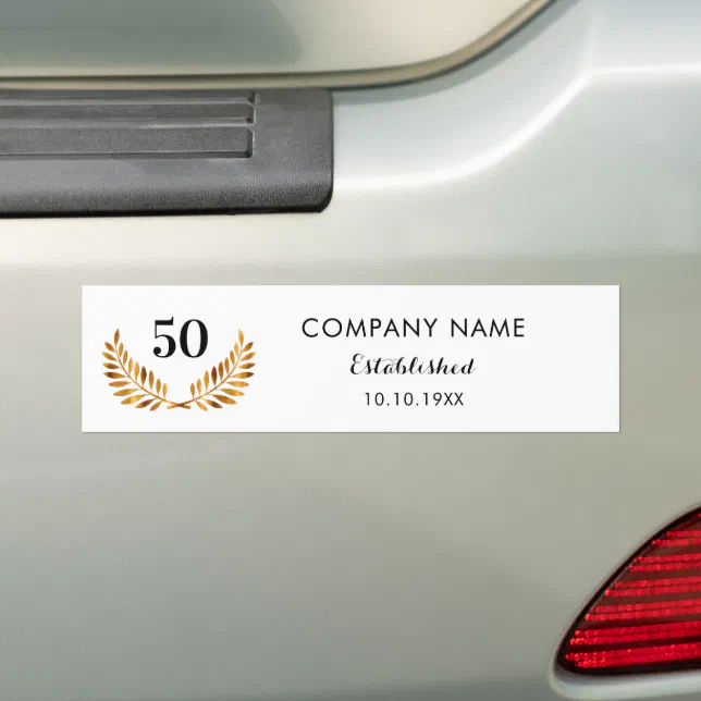 Business comapany name established white gold bumper sticker | Zazzle