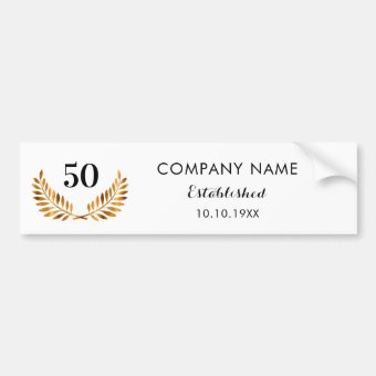 Business comapany name established white gold bumper sticker | Zazzle
