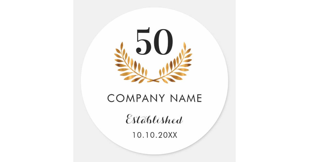 Business comapany name established year gold classic round sticker | Zazzle