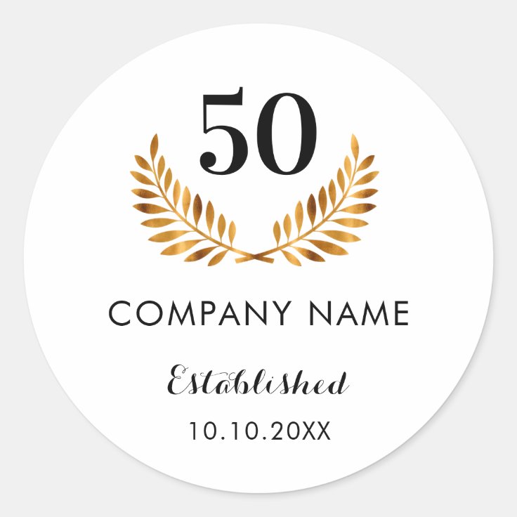 Business comapany name established year gold classic round sticker | Zazzle