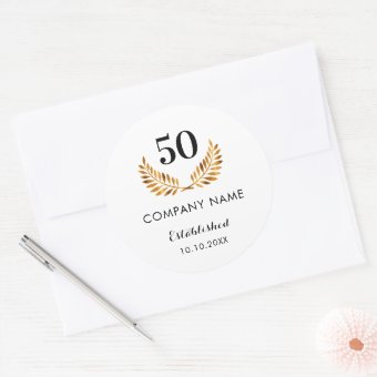 Business comapany name established year gold classic round sticker | Zazzle