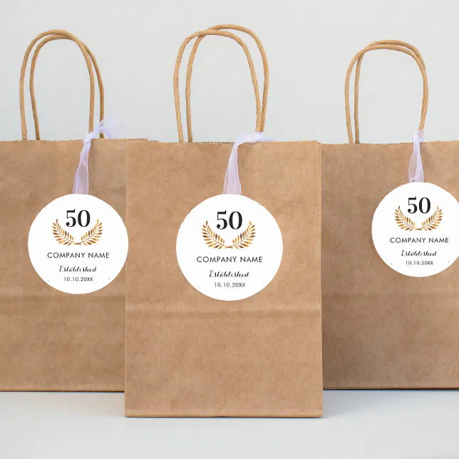 Business comapany name established year gold classic round sticker | Zazzle