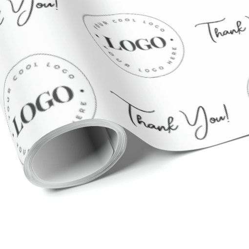 Business Company Custom Logo Thank You Minimalist Wrapping Paper | Zazzle