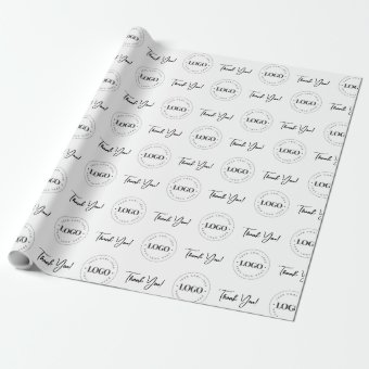 Business Company Custom Logo Thank You Minimalist Wrapping Paper | Zazzle