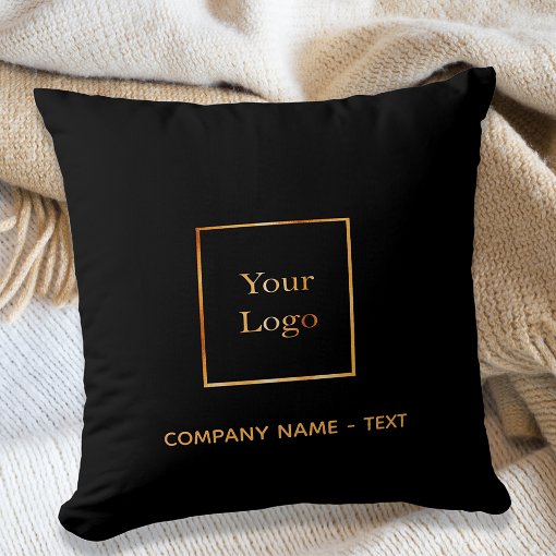 Business company logo black elegant modern throw pillow | Zazzle