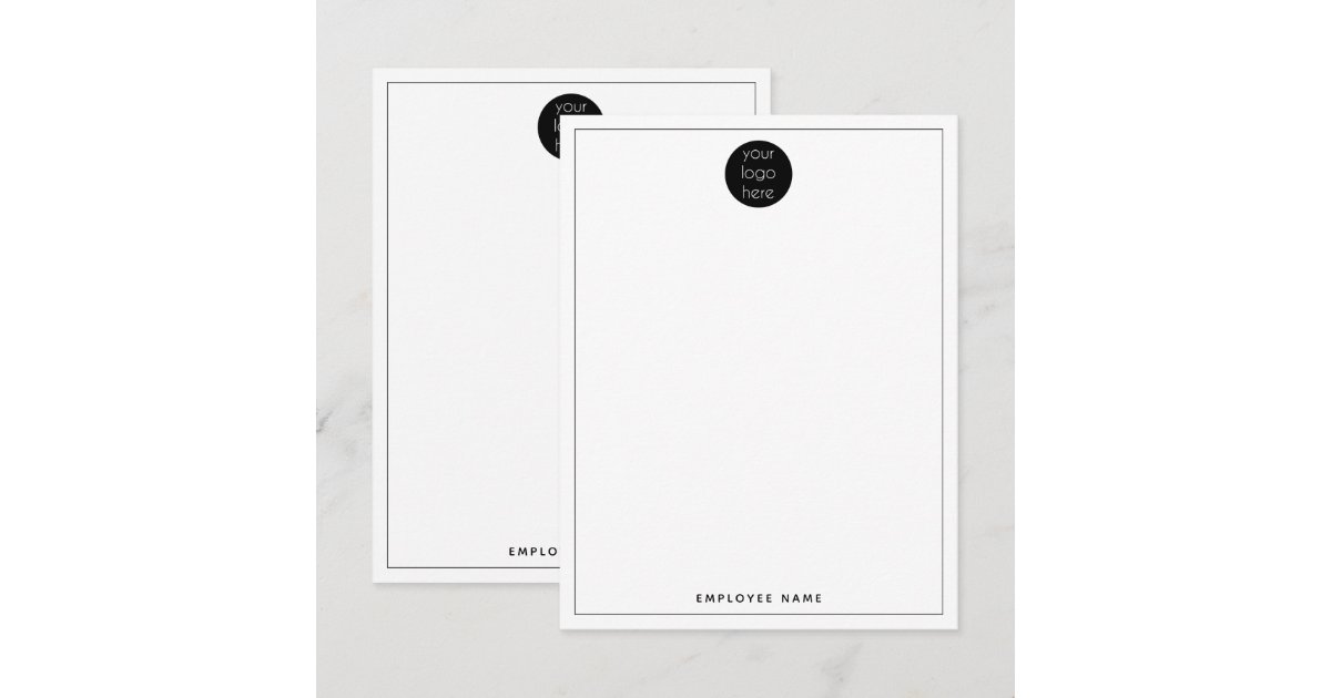 Business Company Logo Employee Double Sided Note Card | Zazzle