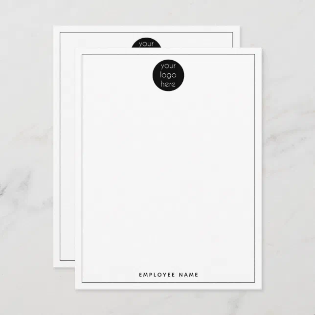 Business Company Logo Employee Double Sided Note Card | Zazzle