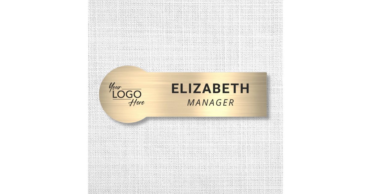 Business Company Logo Gold Name Tag | Zazzle
