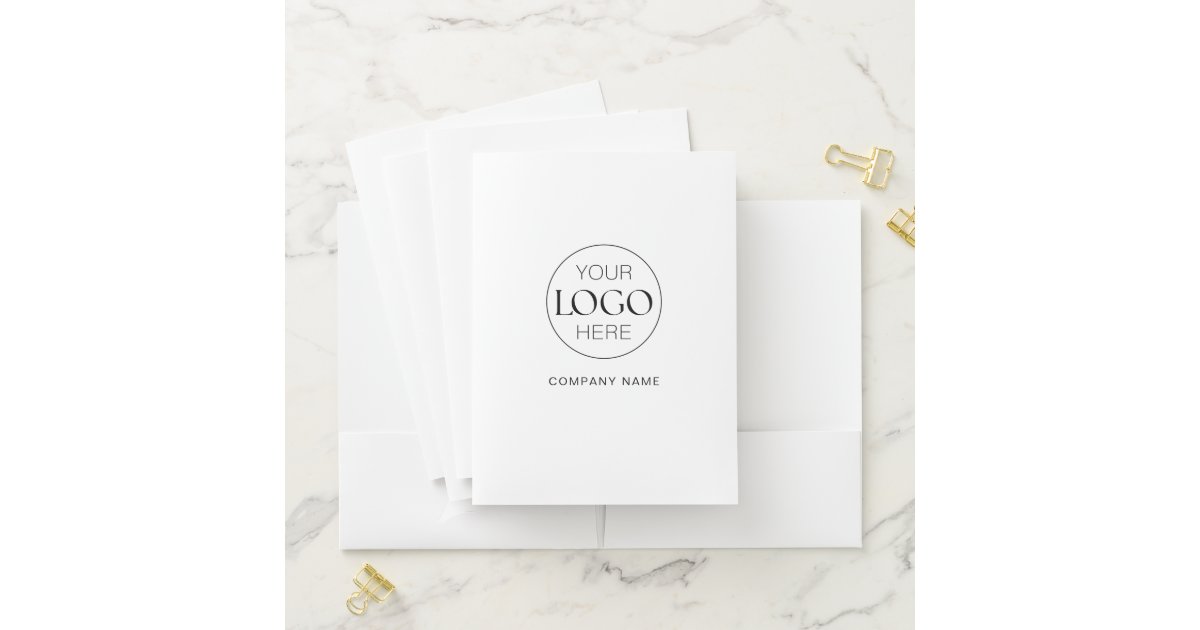 Business Company Logo Modern Clean Simple Pocket Folder | Zazzle