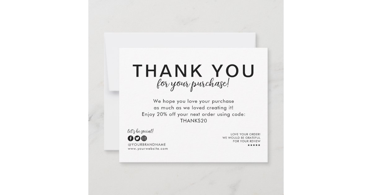Business Company Logo Promotion Thank You Purchase Invitation | Zazzle