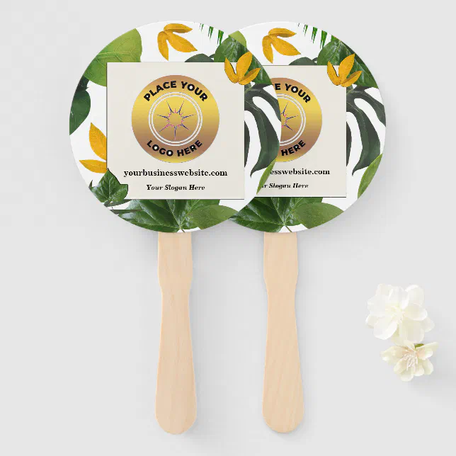 Business Company Logo Promotional Brand Custom Hand Fan | Zazzle