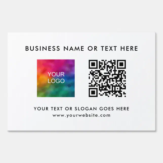 Business Company Logo QR Code Template Yard Sign | Zazzle