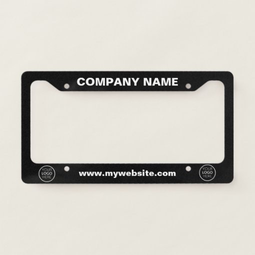 Business Company Name Custom Logo And Text License Plate Frame | Zazzle