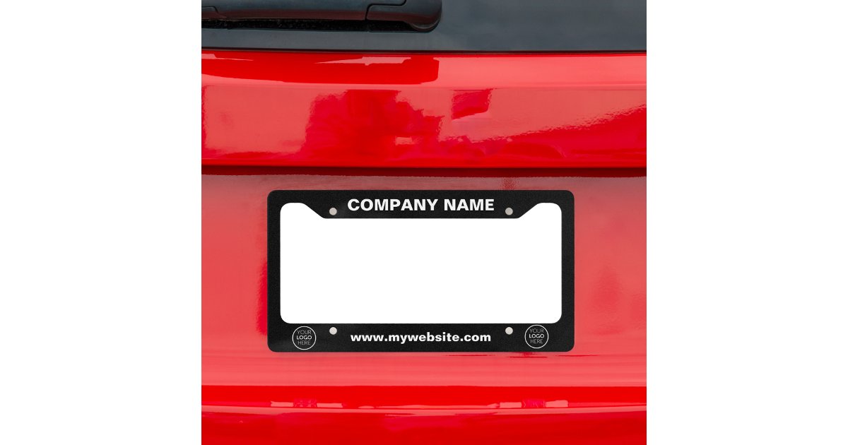Business Company Name Custom Logo And Text License Plate Frame | Zazzle