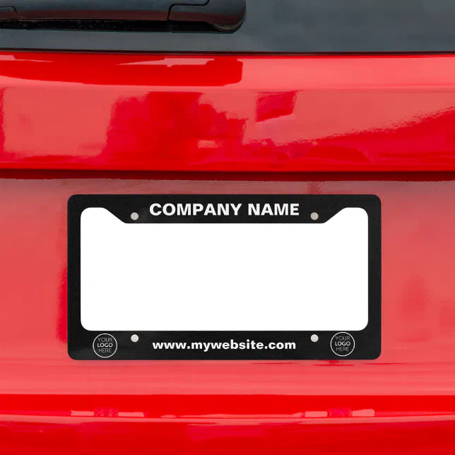 Business Company Name Custom Logo And Text License Plate Frame | Zazzle