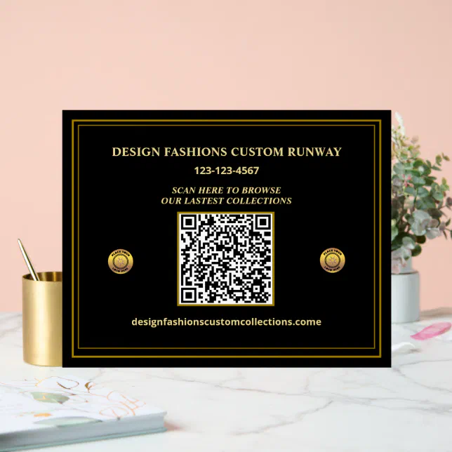 Business Company QR Code Logo Promote Acrylic Sign | Zazzle