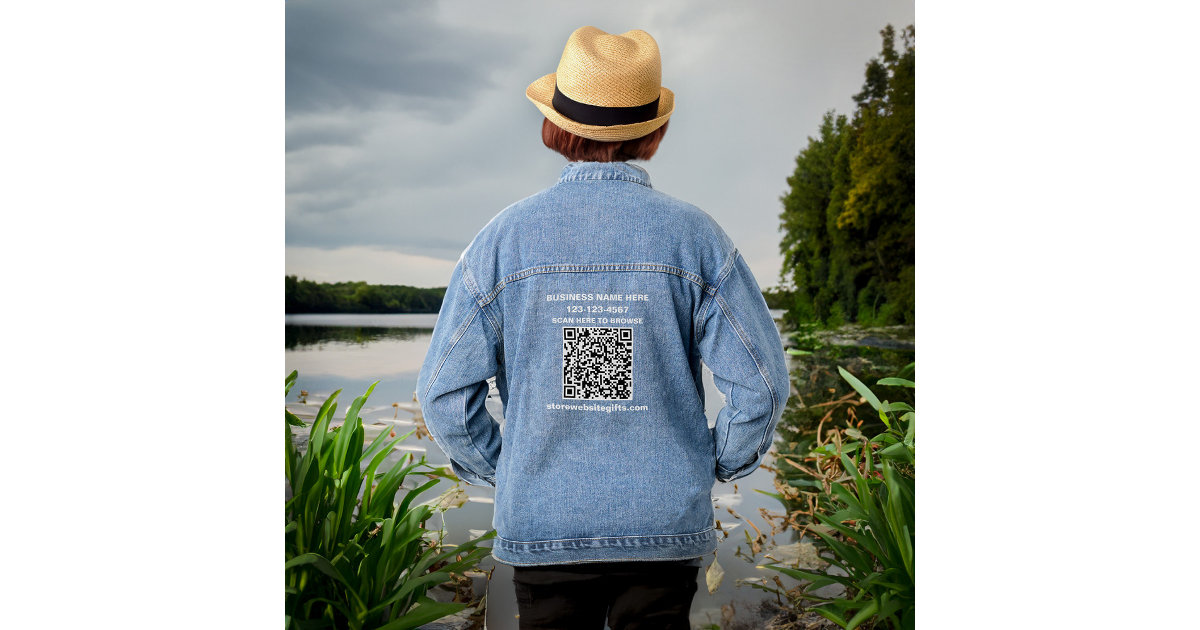 Business Company QR Code Marketing Promote Custom Denim Jacket | Zazzle
