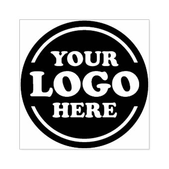 Business Company Round Logo Promo Rubber Stamp | Zazzle