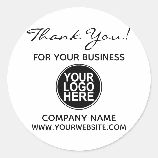Business Company Thank You Custom Logo Classic Round Sticker | Zazzle