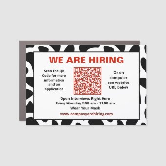 Business Company We Are Hiring QR Code Custom Car Magnet | Zazzle