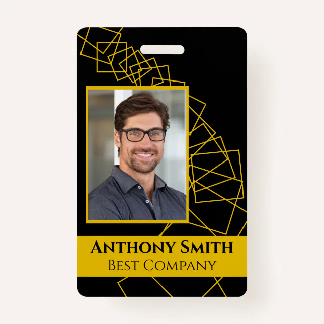 Business Conference ID Badge Black and Gold | Zazzle