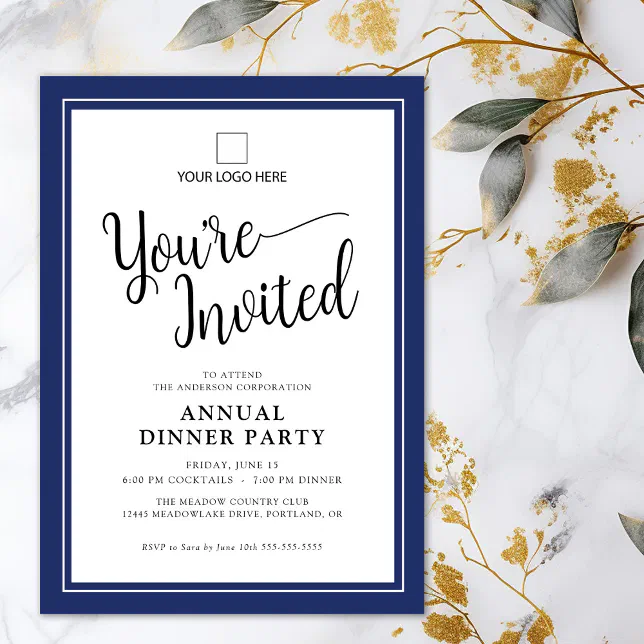 Business Corporate Annual Party Elegant Script Invitation | Zazzle