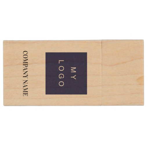 Business corporate logo qr code wood flash drive | Zazzle