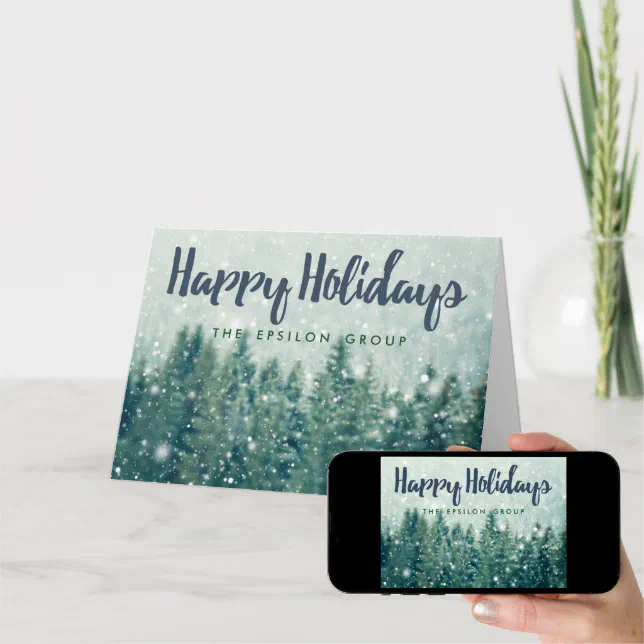 Business Corporate Winter Snow Happy Holidays Card | Zazzle