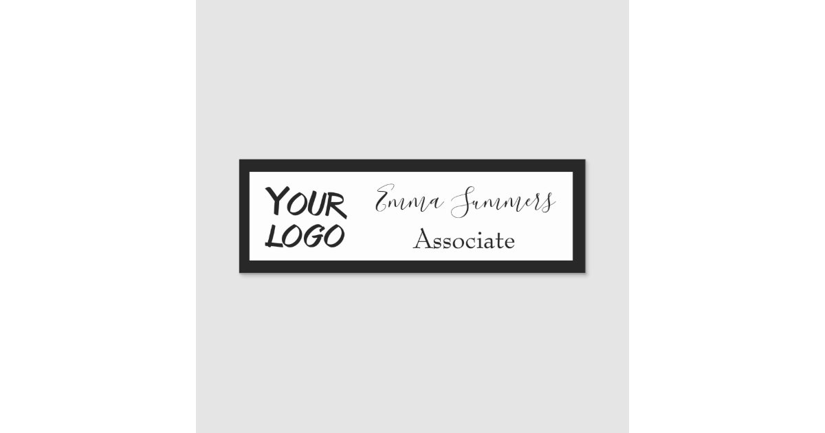Business Custom Logo Minimalist Border Name Tag | Zazzle