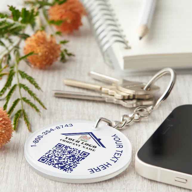 Business Custom Logo QR Code Keychain | Zazzle