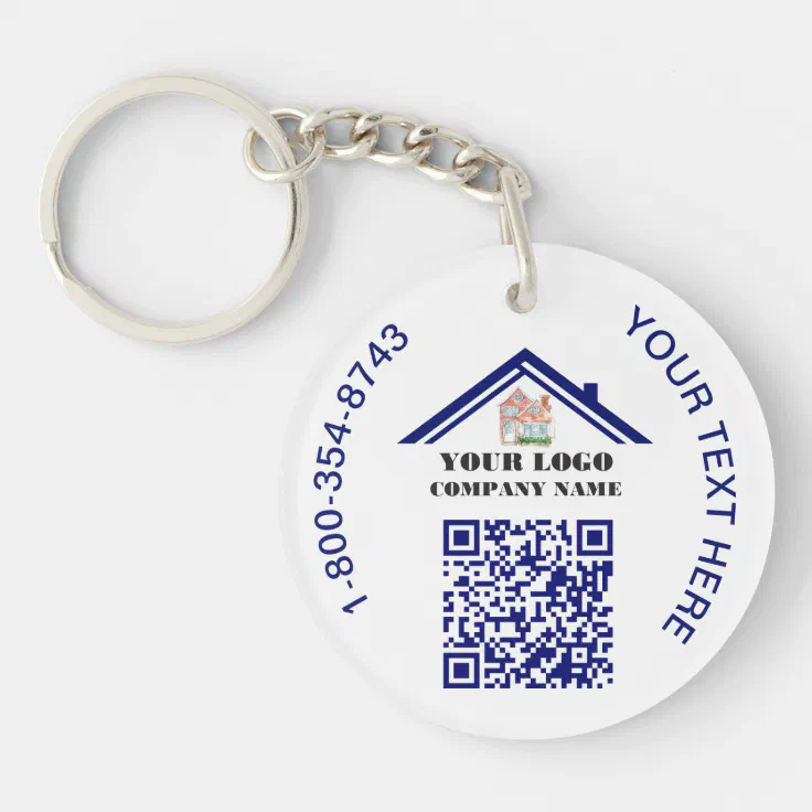 Business Custom Logo QR Code Keychain | Zazzle