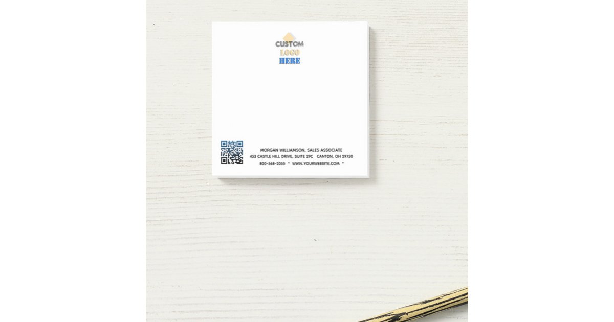 Business Custom Logo QR Code Website phone Post-it Notes | Zazzle