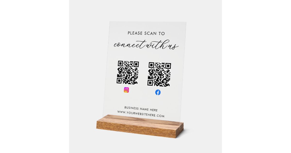 Business Custom QR Code Acrylic Sign | Zazzle