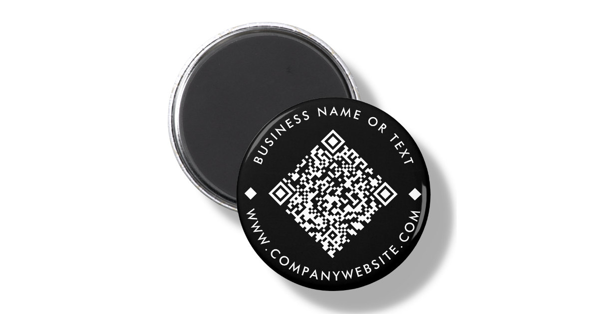 Business Custom QR Code Black Magnet | Zazzle