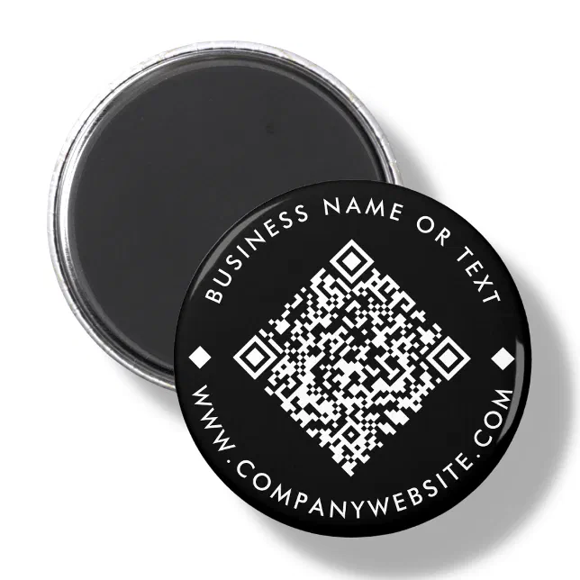 Business Custom QR Code Black Magnet | Zazzle