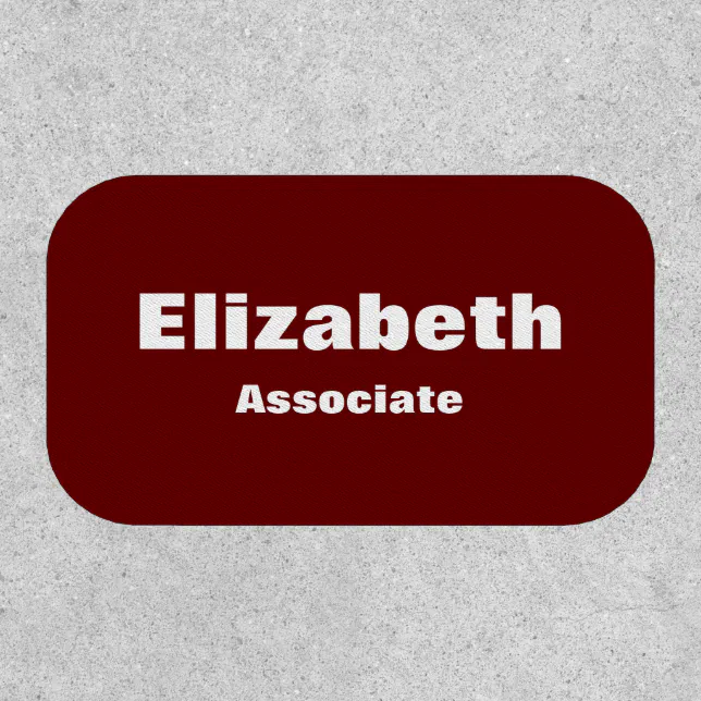 Business Dark Red & White Job Title Employee Name Patch | Zazzle