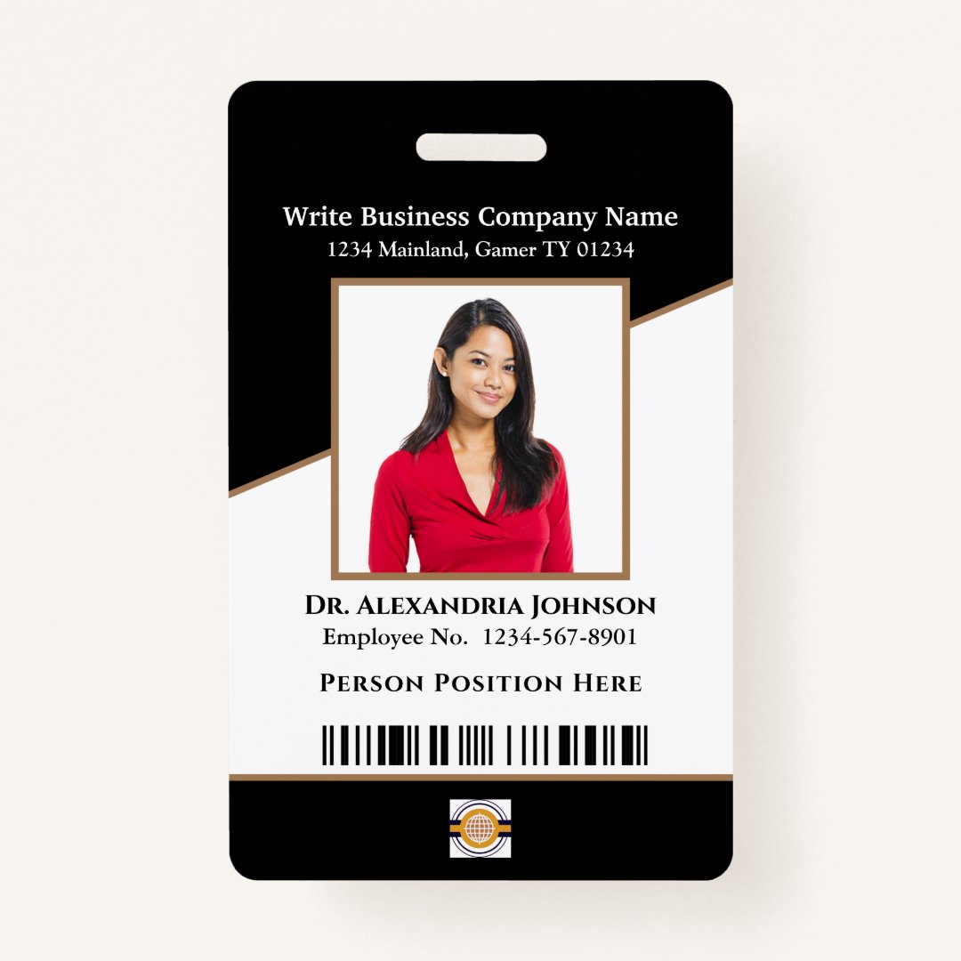 Business Employee Bar Code Logo ID Identification Badge | Zazzle