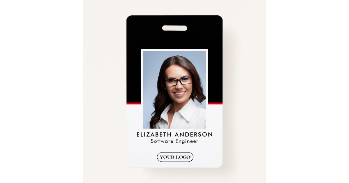 Business Employee Name Photo Logo ID Badge | Zazzle