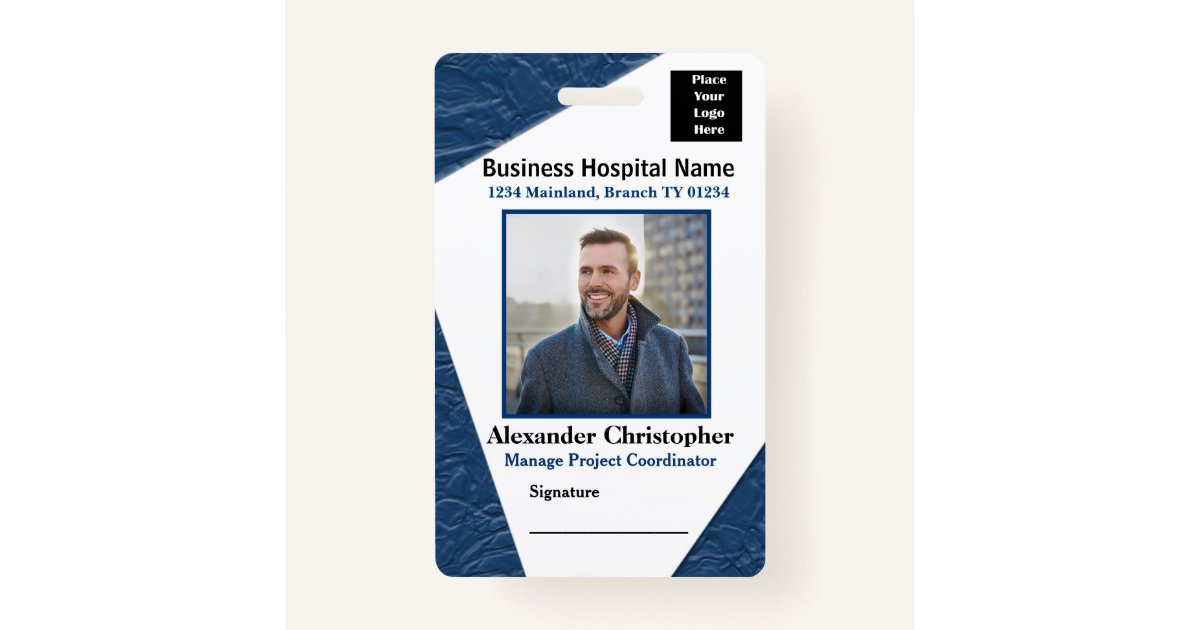 Business Employee Photo Name Logo ID Custom Badge | Zazzle