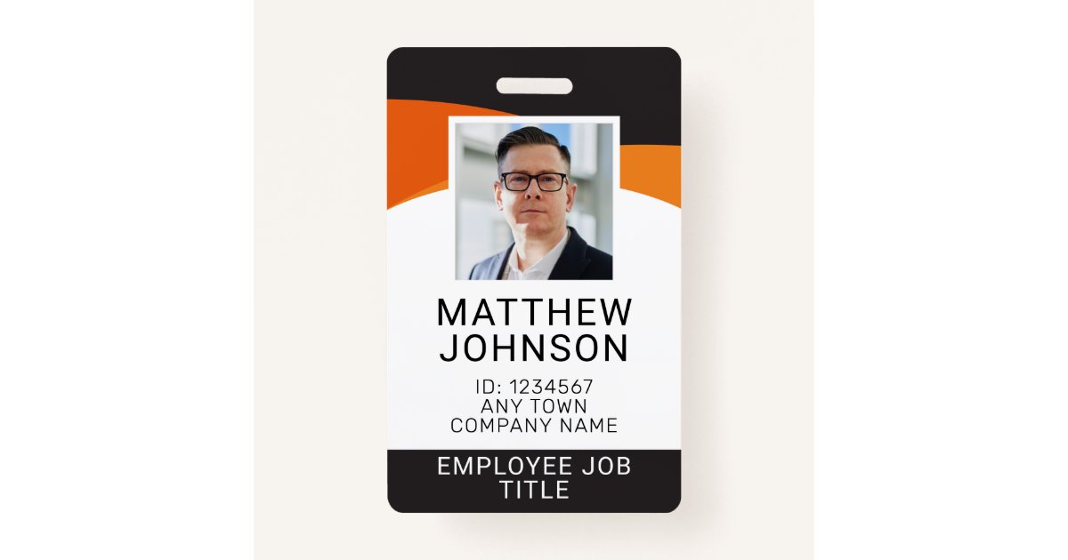 Business Employee Photo Name Template ID Badge | Zazzle