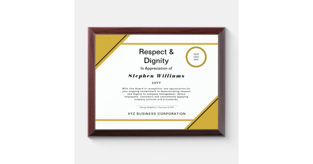 Business Employee Respect & Dignity Award | Zazzle