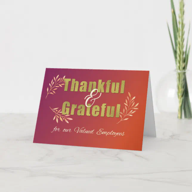 Business Employees Thanksgiving Grateful Card | Zazzle