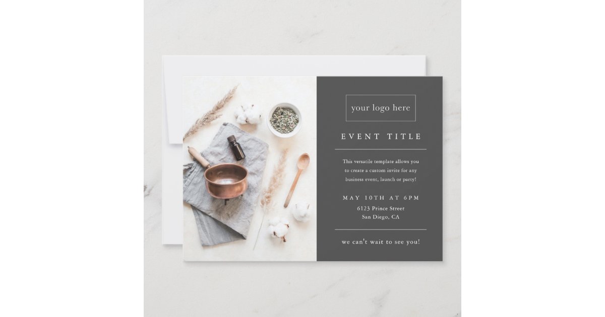 Business Event | Grey Minimal Professional Photo Invitation | Zazzle