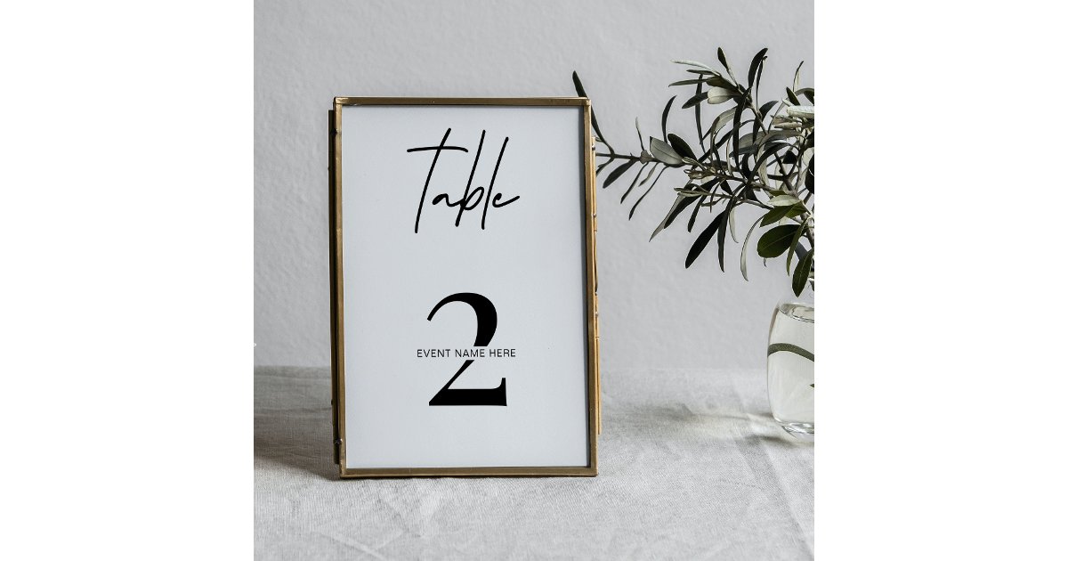 Business Event Simple Black & White Table Number | Zazzle