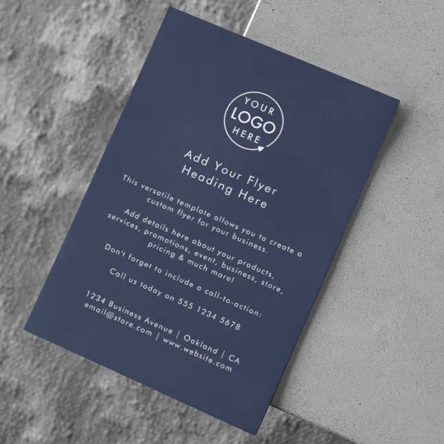 Business Flyer | Navy Blue Logo Advertising Flyers | Zazzle
