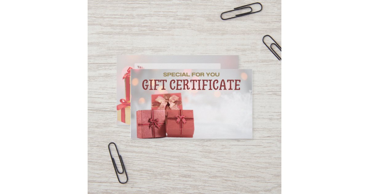 business gift certificate/ gift voucher business card | Zazzle