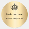 Business gold royal crown classic round sticker | Zazzle