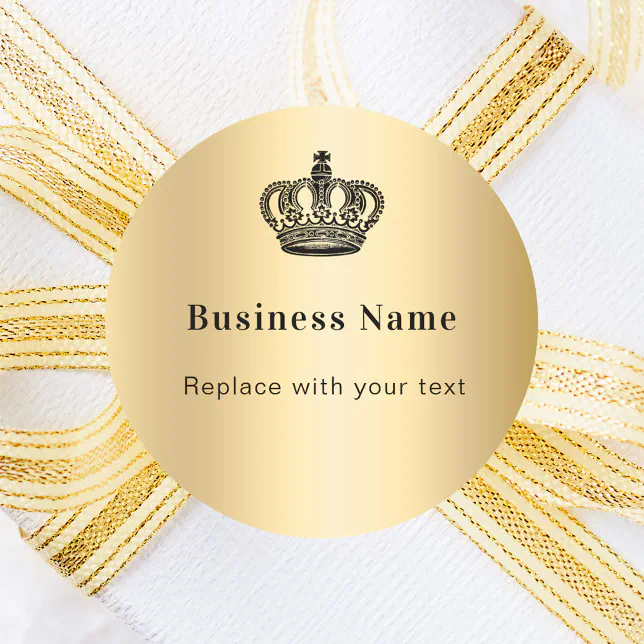 Business gold royal crown classic round sticker | Zazzle