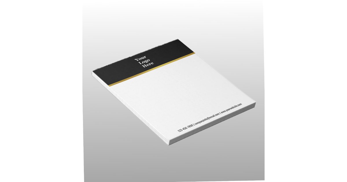 Business Gold White Black Text and Your Logo Here Notepad | Zazzle