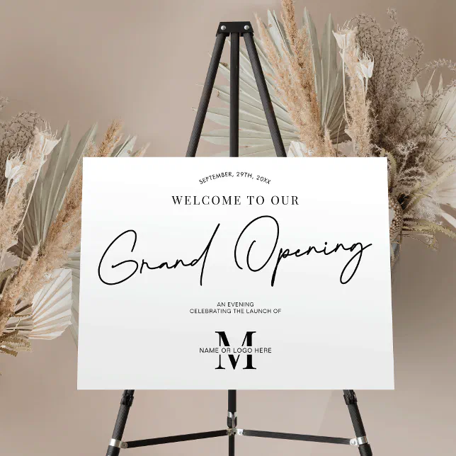 Business Grand Opening Black & White Welcome Sign | Zazzle